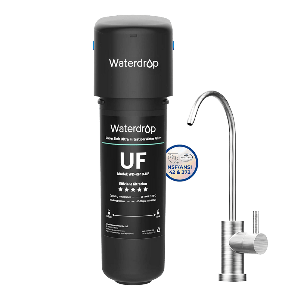 Ënnersink Ultrafiltratioun Waasser Filter System mat Krunn | Waasserdrop