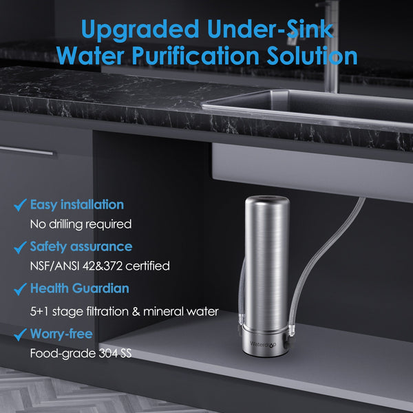 Vattenfilter i rostfritt stål under diskbänk - Waterdrop AS13