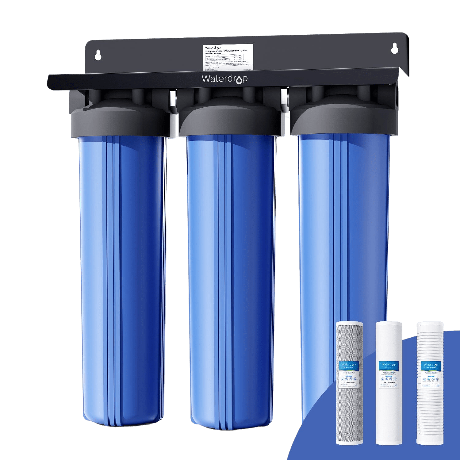 Waterdrop 3-Stage Whole House Water Filter System,with Carbon Filter ...